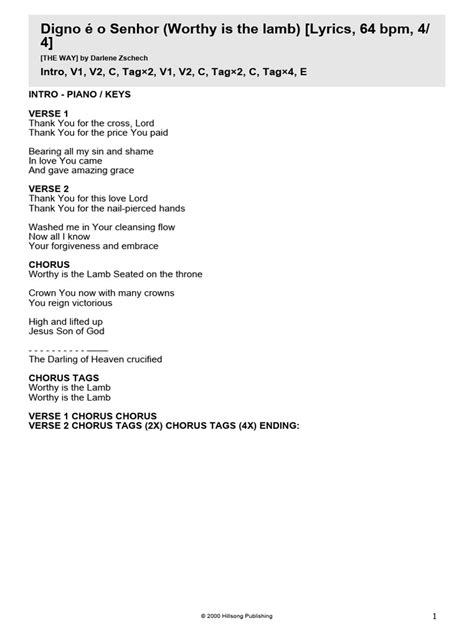 Digno É O Senhor Worthy Is The Lamb Lyrics Pdf