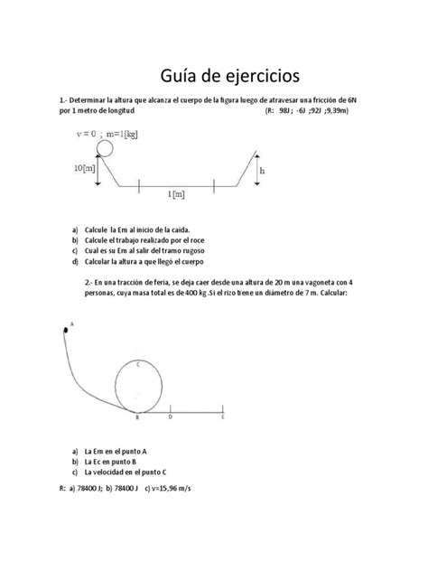 Guía De Ejercicios Conservación De Energía Pdf
