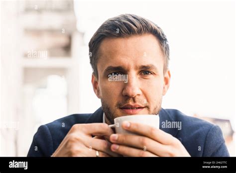 Man Like Coffee Handsome Man With Cup Of Coffee In Cafe Morning