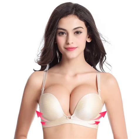 Comfy Women Sexy Seamless Underwire Push Up Bra Deep V Plunge Bras Cup