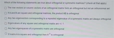 Solved Which Of The Following Statements Are True About