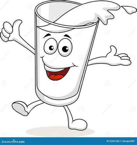 A Glass Of Milk Cartoon Character Stock Vector Illustration Of