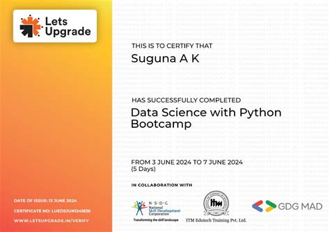 Completed Data Science With Python Bootcamp Suguna A K Posted On The