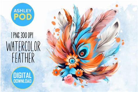 Colorful Feather Watercolor Sublimation Bundle · Creative Fabrica