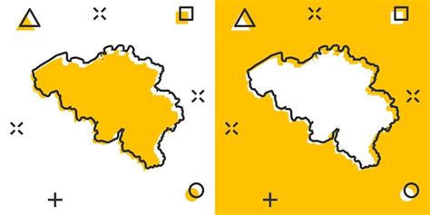 Vector Cartoon België Kaartpictogram In Komische Stijl België Teken