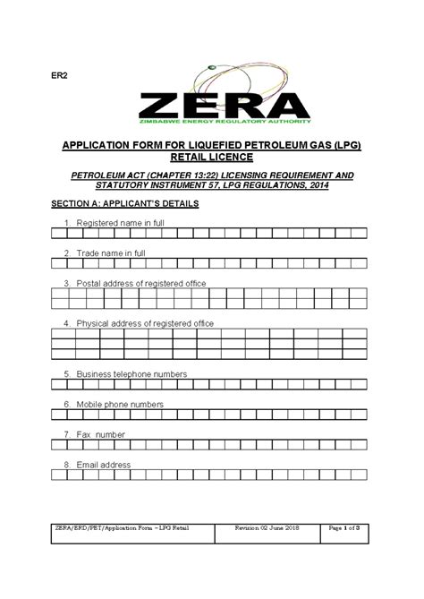 Lpg Retail Licence Application Form Zeraerdpet Revision 022018