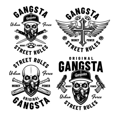 Ensemble De Gangsta Demblèmes Criminels Vectoriels étiquettes Insignes