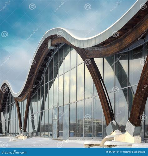 Fragment Of Modern Building With Structural Glass Wall Stock Image Image Of Circular Column