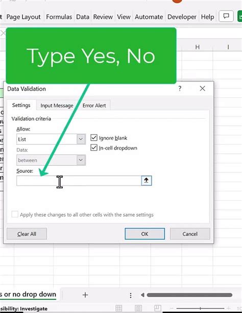 How To Add Yes And No Drop Down Options In Excel Youtube