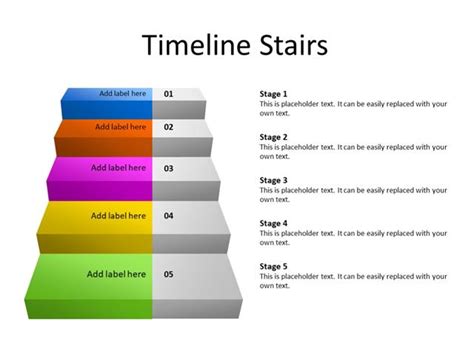 PPT Slide Stairs Diagram 5 Stairs Multicolor