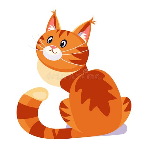 Vector Ginger Cartoon Cat Stock Vector Illustration Of Flat 313175616
