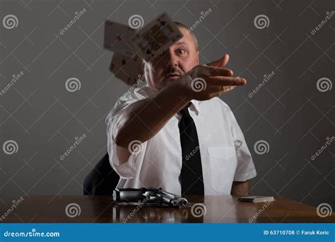Businessman Throwing Playing Cards Stock Photo Image Of Businessman Deck