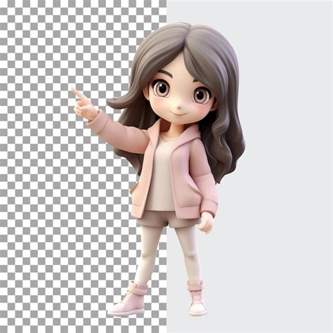 Premium Psd 3d Girl Character Pointing Finger