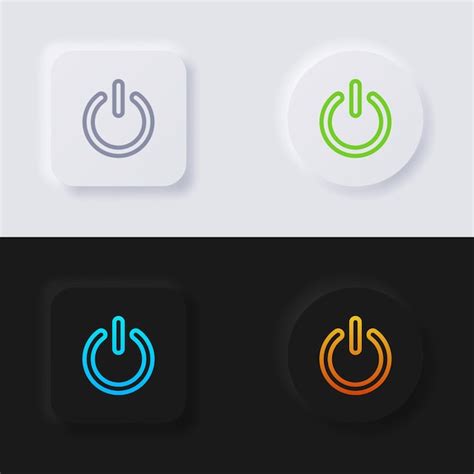 Premium Vector Power Button Icon Set Multicolor Neumorphism Button