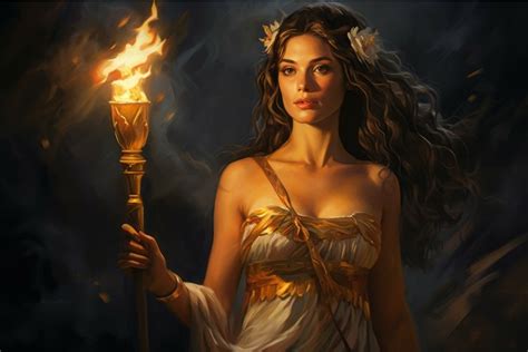 Greek Goddess With Burning Torch Generate Ai
