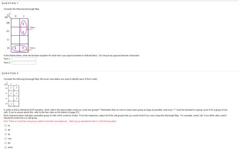 Solved QUESTION 7 Consider The Following Karnaugh Map Term Chegg Com