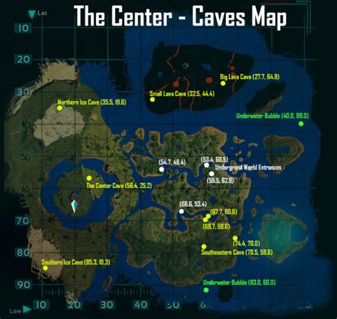 Изображение The Center Caves Loc Map  Ark Survival Evolved вики