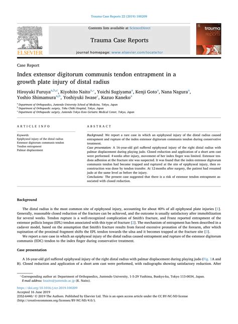 Pdf Index Extensor Digitorum Communis Tendon Entrapment In A Growth
