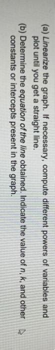 Solved A Linearize The Graph If Necessary Compute
