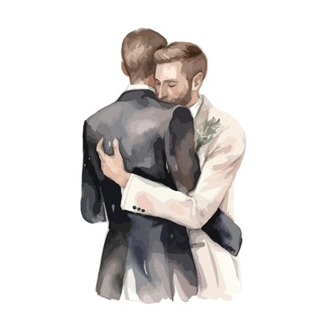 Premium Vector Watercolor Illustration Of Lgbt Couple Groom And Groom