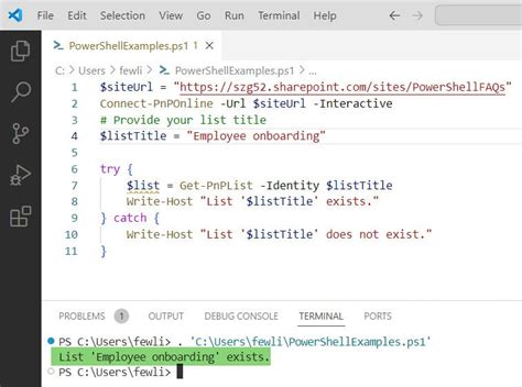 how to check if a list exists in sharepoint site using pnp powershell