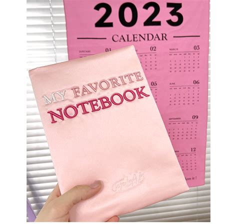 Pink Silk Embroidered Notebook Cover Hobonichi Three Fleas