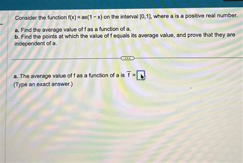 solved consider the function f x ax 1 x ﻿on the interval