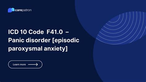 F410 Panic Disorder Episodic Paroxysmal Anxiety Icd 10 Cm