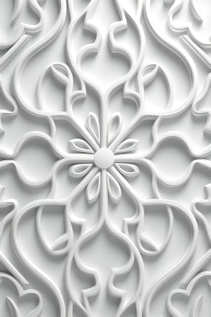 Premium Ai Image 3d White Islamic Texture Background
