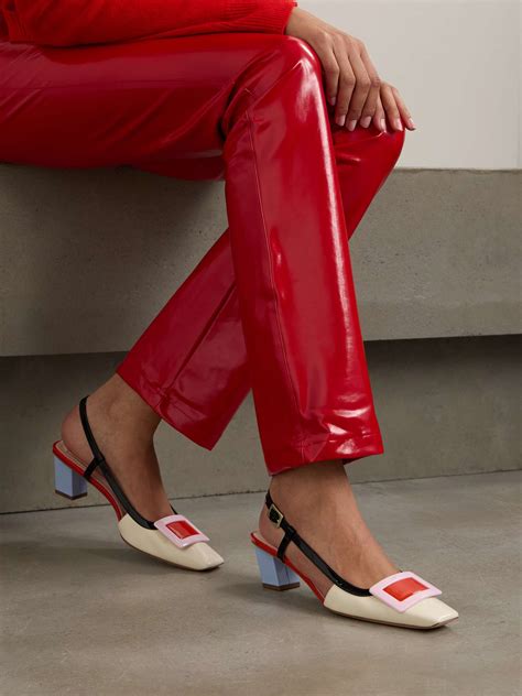 Roger Vivier Belle Vivier 45 Color Block Patent Leather Slingback Pumps