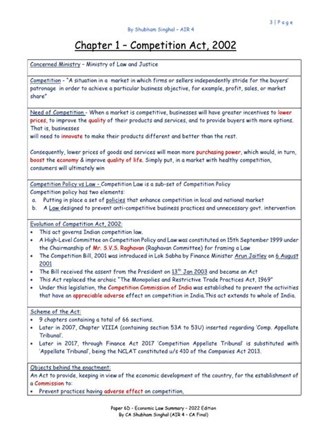 Competition Act Summary Pdf