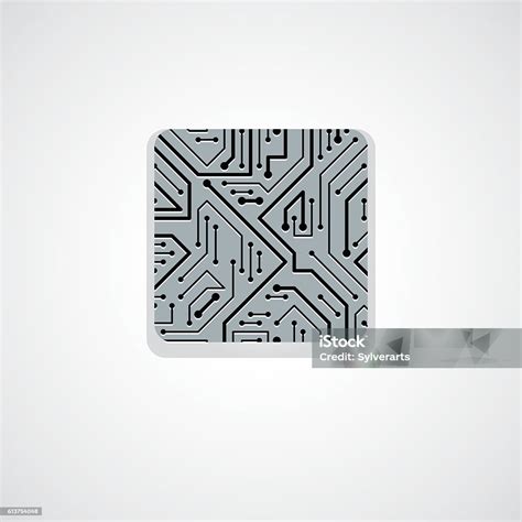 Desain Cpu Teknologi Vektor Dengan Skema Mikroprosesor Persegi