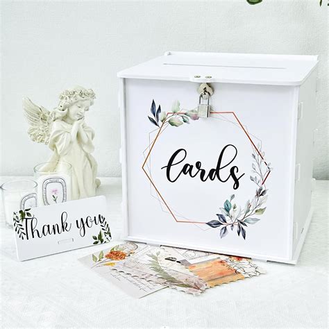 Ourwarm White Wedding Card Box With Lock Pvc T Card Box For Wedding