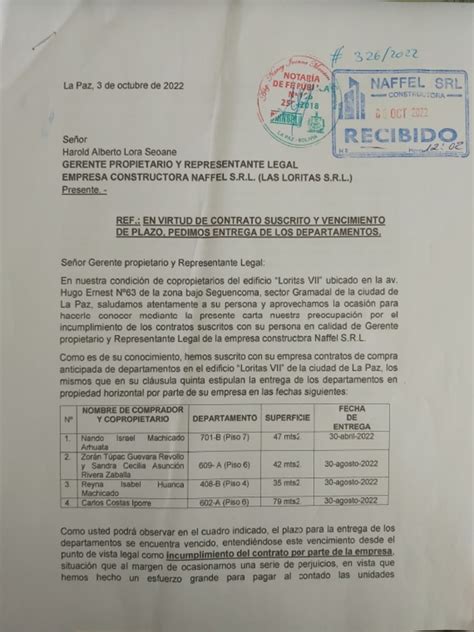 Carta Notariada Naffel S R L Pdf
