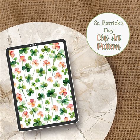 Shamrock Pattern Clover Digital Paper St Patricks Day Design