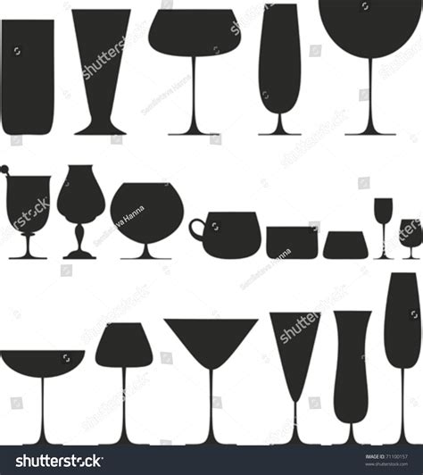 Collection Of Glasses Silhouettes Stock Vector Illustration 71100157
