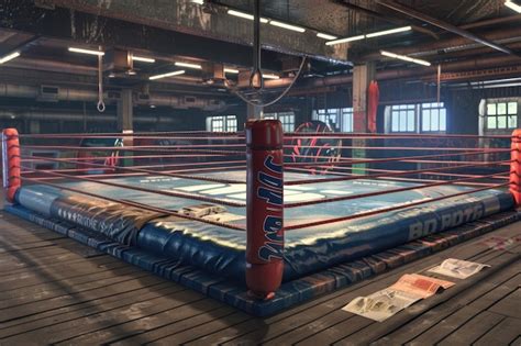 Professional Boxing Ring For Competitive Matches Premium AI Generated