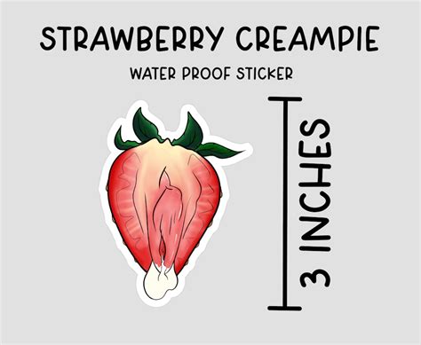 Strawberry Creampie Sticker Nsfw Strawberry Waterproof Sticker Funny Adult Gift Dirty Berry