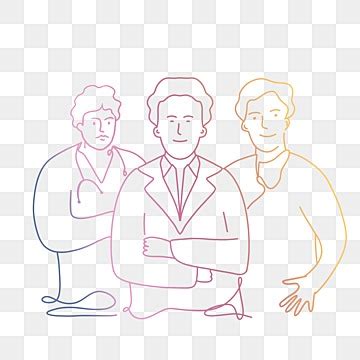 Business Cooperation PNG Transparent Color Line Drawing Business