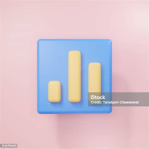 모의 및 웹 배너를위한 깨끗한 배경에 그래프 아이콘의 3d 렌더링 만화 인터페이스 디자인 최소한의 메타 버스 개념 3차원 형태에