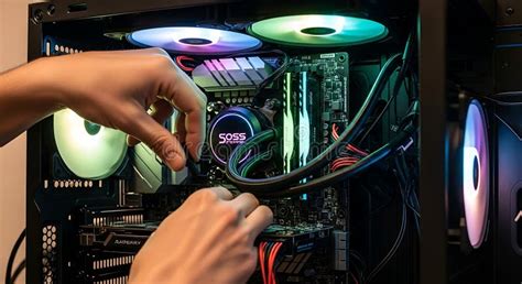 Assembling Computer Components Hands Working On Hardware Stock Image