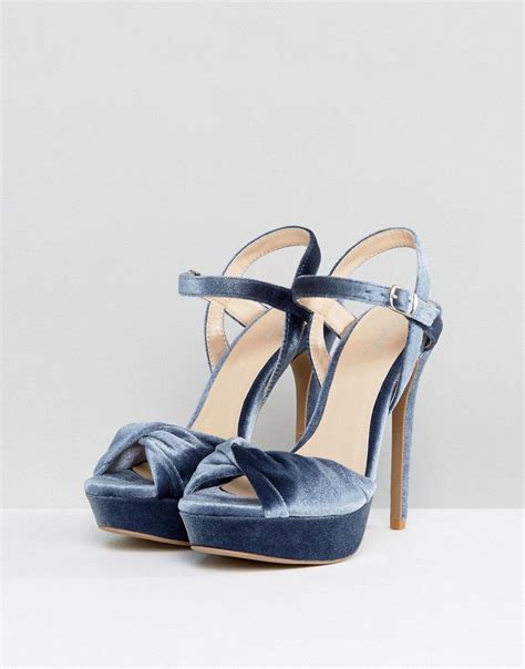 Qupid Velvet Heel Platform Sandal Blue Velvet Heels Blue Velvet