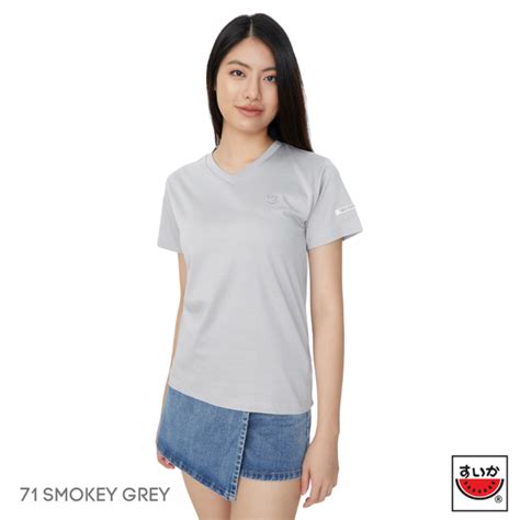 แตงโม Suika เสื้อแตงโม Original T Shirt คอกลม คอวี สีเทาควันบุหรี่