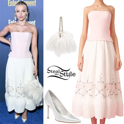 Dove Cameron Pink Corset White Skirt