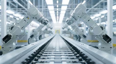 Premium Photo Robot Arms On Automated Ev Battery Components Production Line High Technology