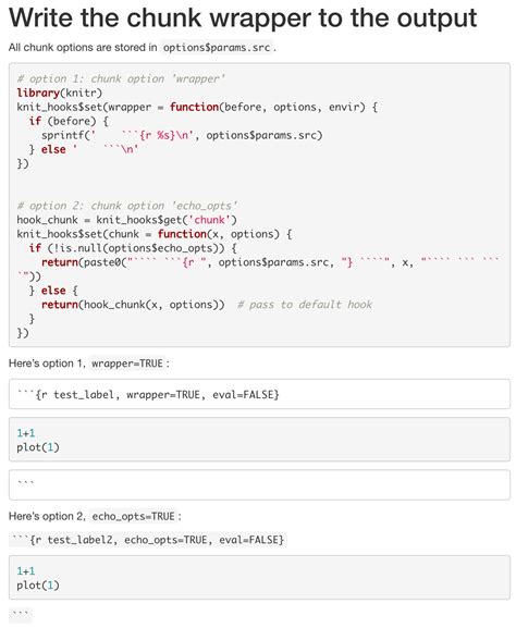 Option To Show Chunk Options In Output · Issue 1688 · Yihuiknitr · Github