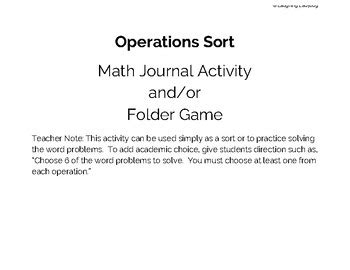 Word Problem Sort By Reading In All Seasons TPT