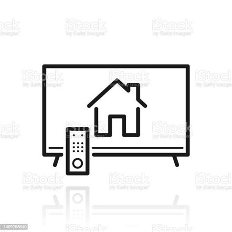 스마트 홈이 있는 Tv 흰색 배경에 반사된 아이콘 0명에 대한 스톡 벡터 아트 및 기타 이미지 0명 Tv 보기 가정 생활