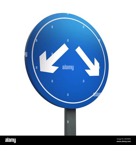3d Render Road Sign Of Vehicles May Pass Either Side To Reach Same