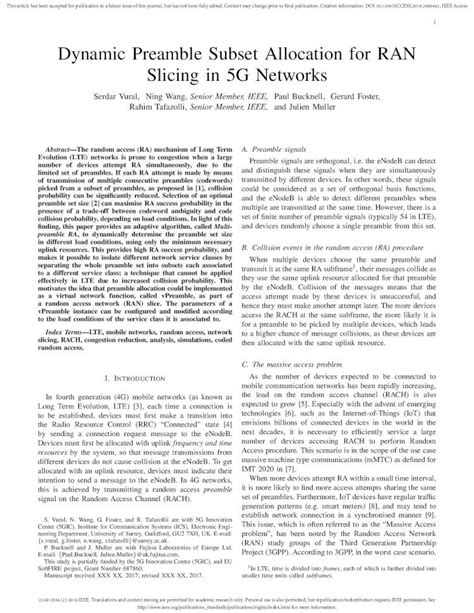 Pdf Dynamic Preamble Subset Allocation For Ran Slicing In 5g Epubs Surrey Ac Uk 845777 1